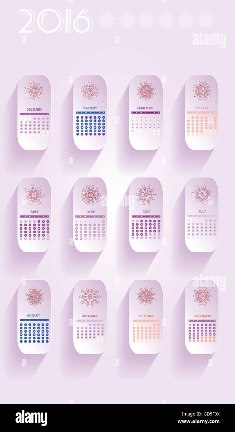 Calendar 2016 wall Stock Vector Images - Alamy