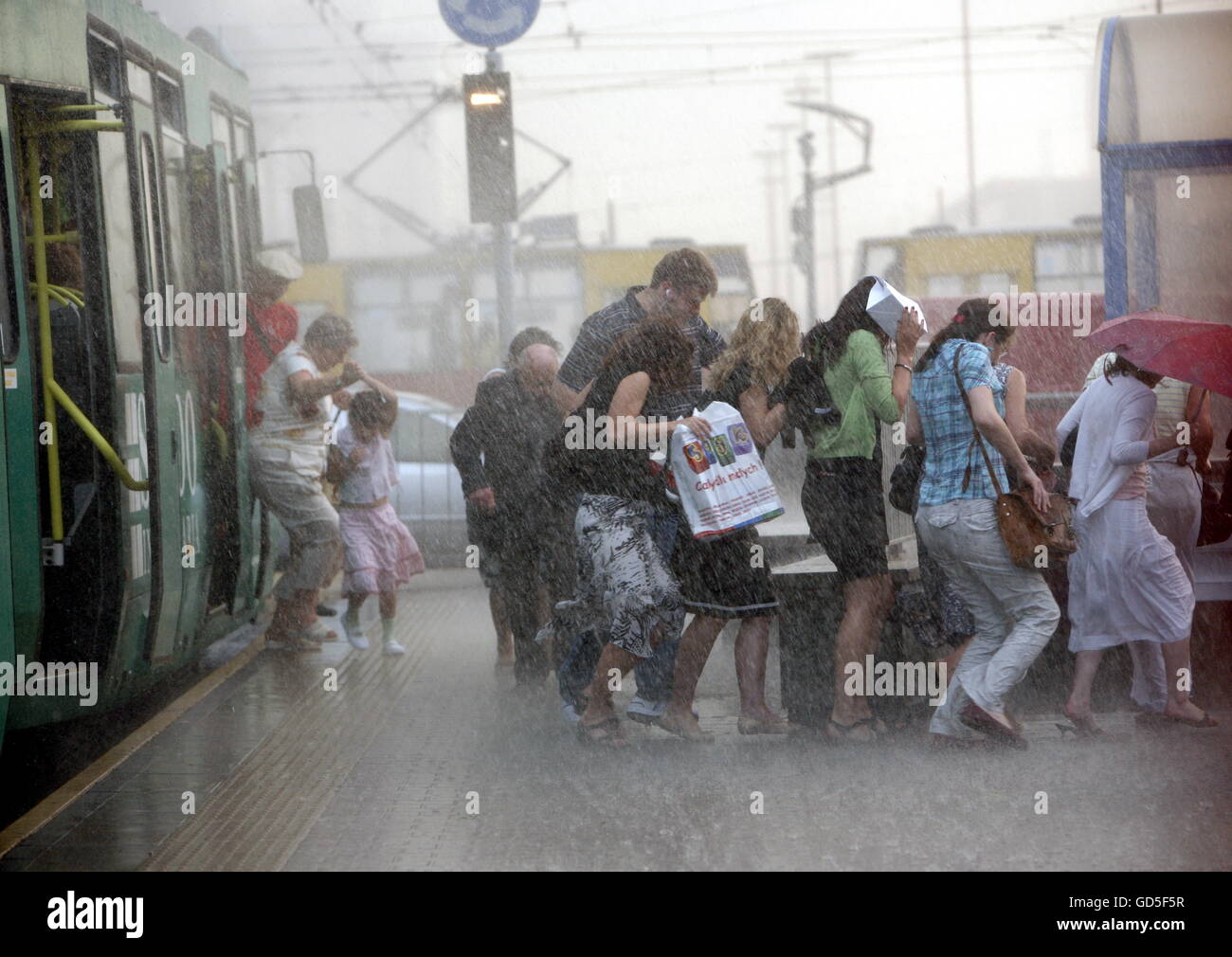 rain in the old town in the City of Warsaw in Poland, East Europe Stock ...