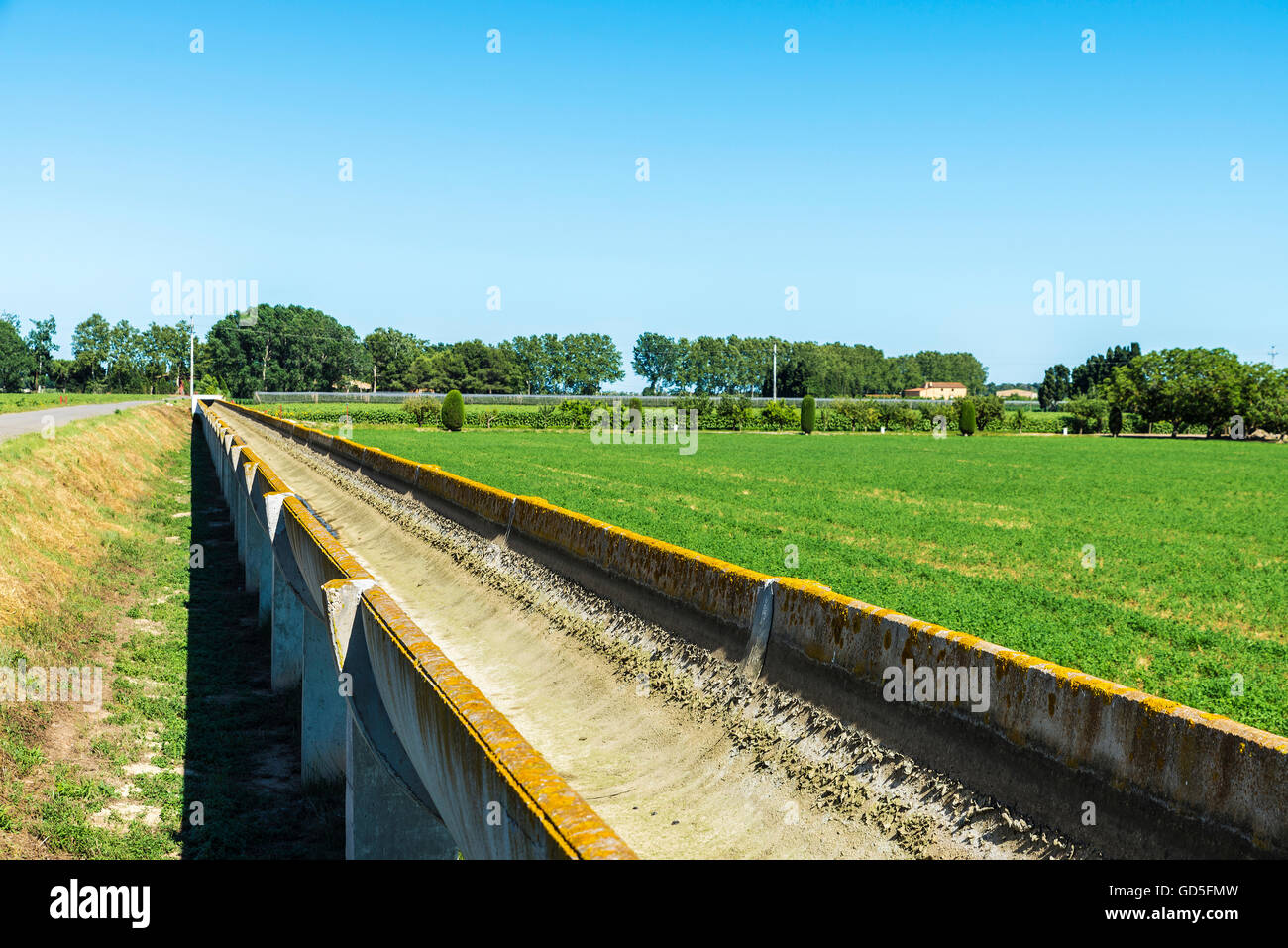 High irrigation channel made of cement in Girona, Spain Stock Photo - Alamy