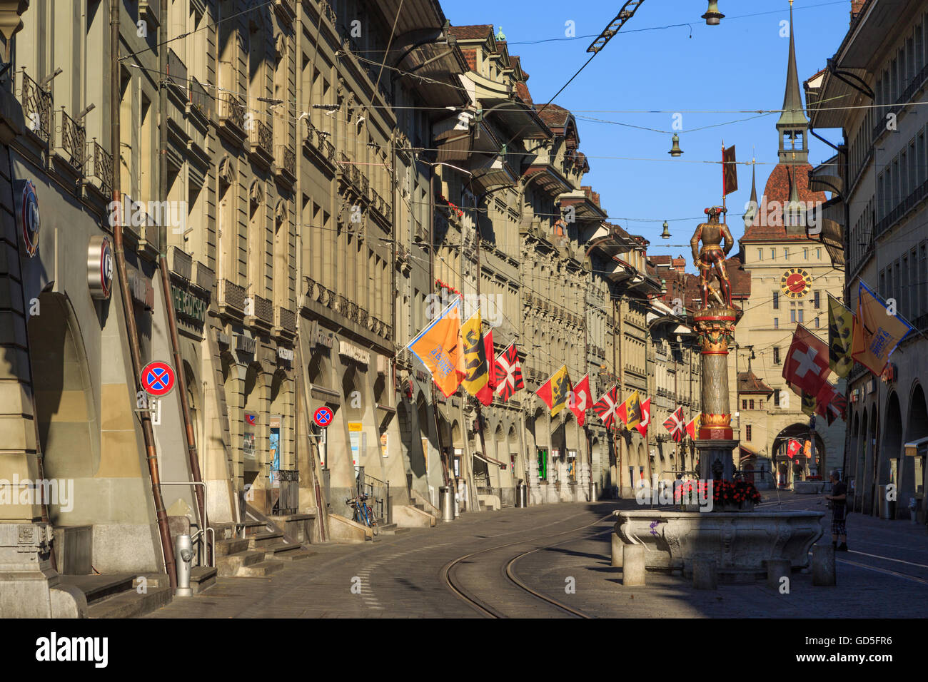 A photograph of Marktgasse in Bern, Switzerland, looking towards the ...
