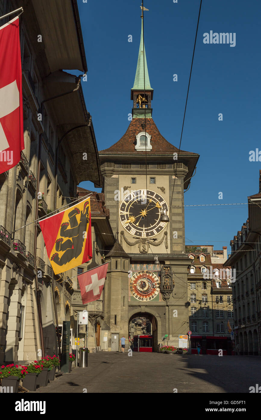 A photograph of the Zytglogge tower in Bern, Switzerland. It is a ...