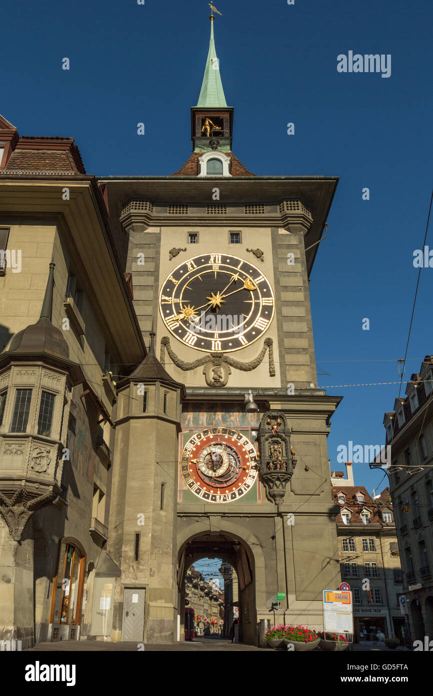 A photograph of the Zytglogge tower in Bern, Switzerland. It is a ...
