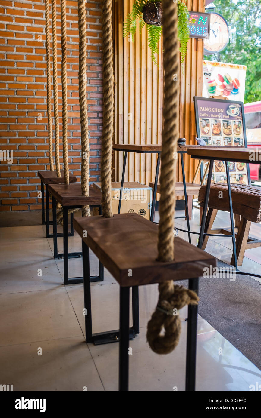 Rope stools café life Stock Photo - Alamy
