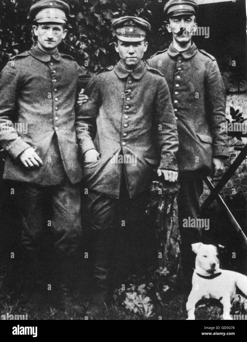 ADOLF HITLER (1889-1945) at right as a lance-corporal in the Bavarian ...