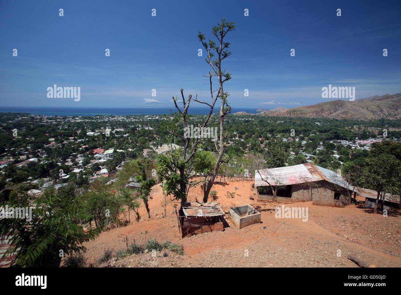 a vilage in the landscape near the city of Dili in the south of East ...