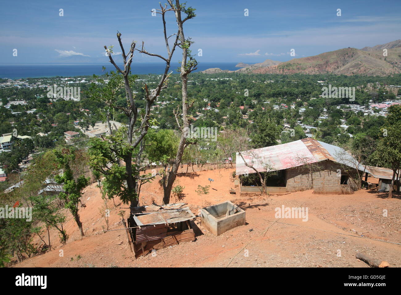 a vilage in the landscape near the city of Dili in the south of East ...