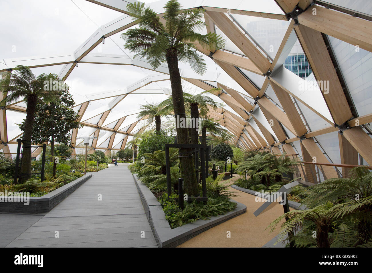 Canary Wharf tropical roof garden an oasis of calm above cross rail station designed by Sir ...