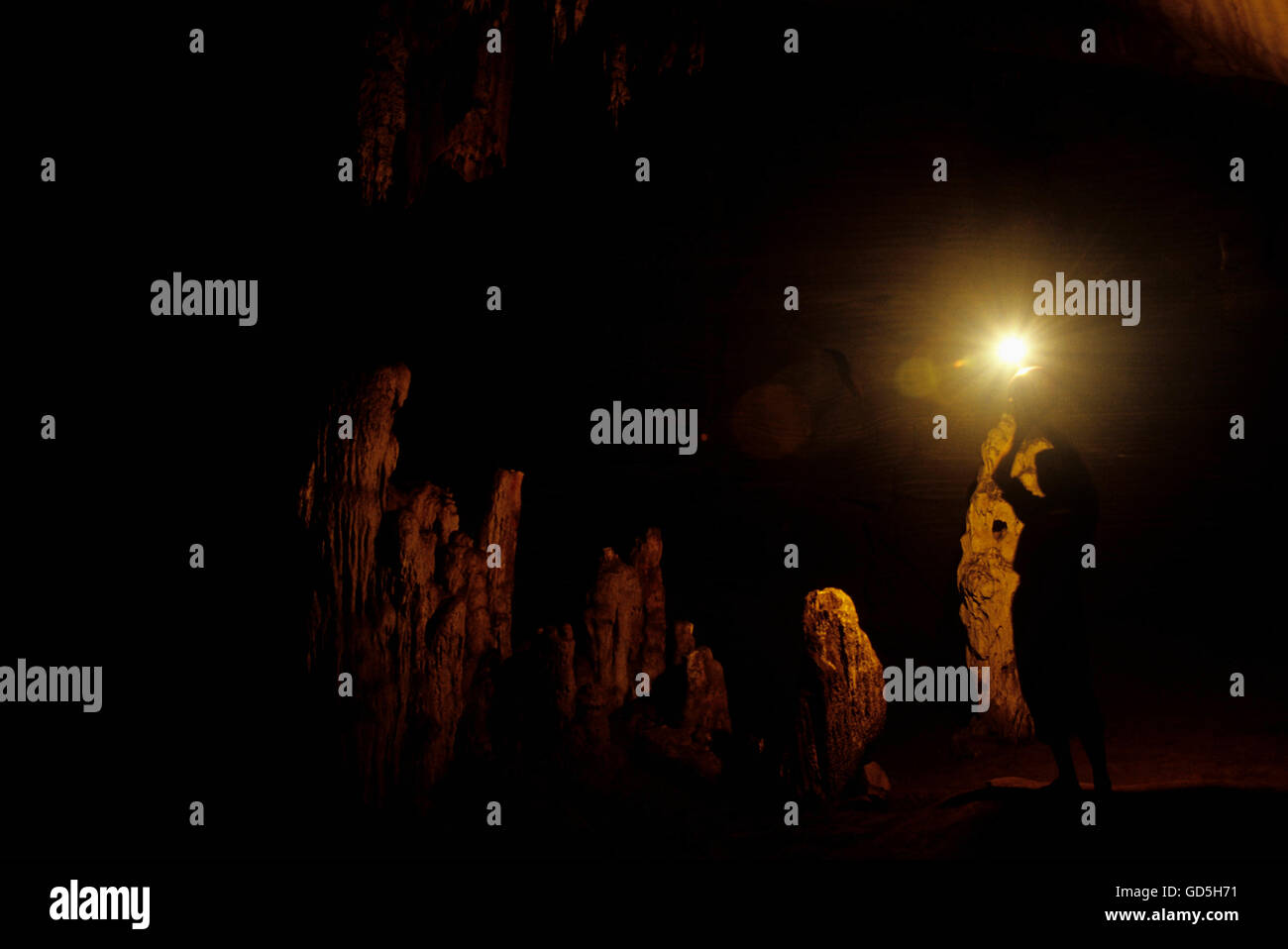 A man holding a light Stock Photo - Alamy