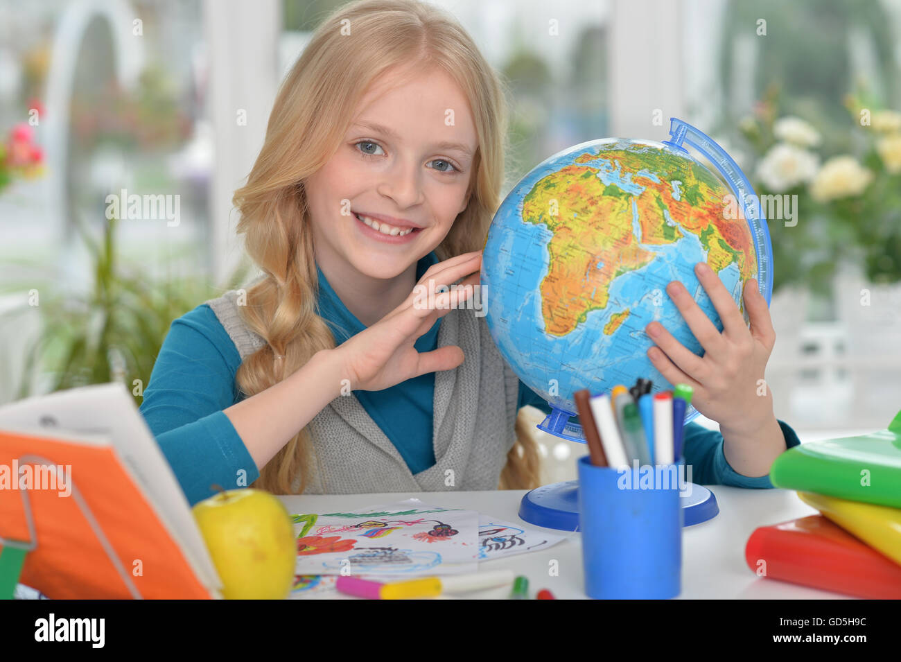 Cute student girl at class Stock Photo - Alamy