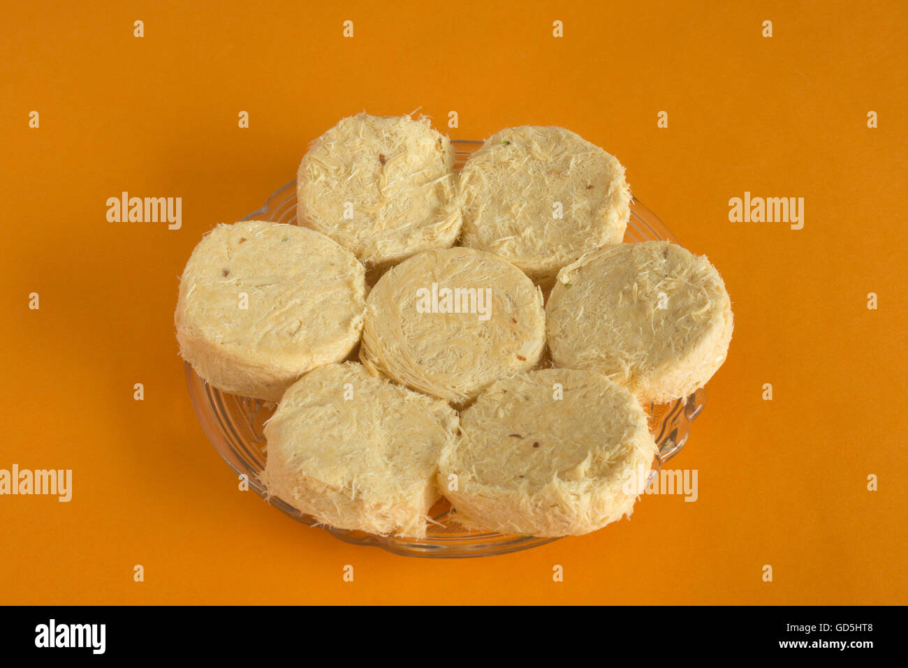 Indian dessert soan papdi in plate, nagpur, maharashtra, india, asia ...
