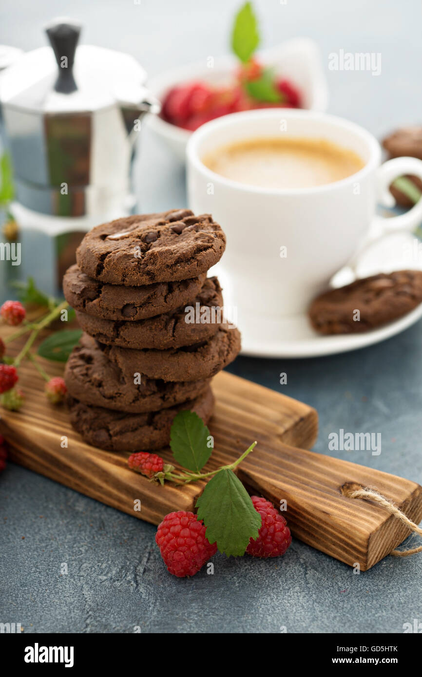 Chocolate cookies with coffee Stock Photo - Alamy