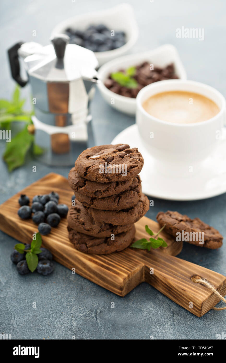 Chocolate cookies with coffee Stock Photo - Alamy