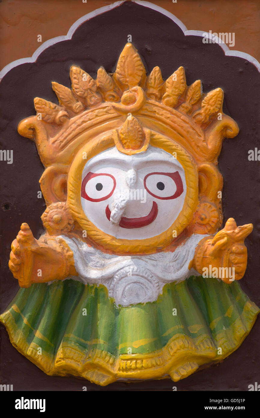 Painted metal embossed figure of lord balabhadra, puri, orissa, india ...