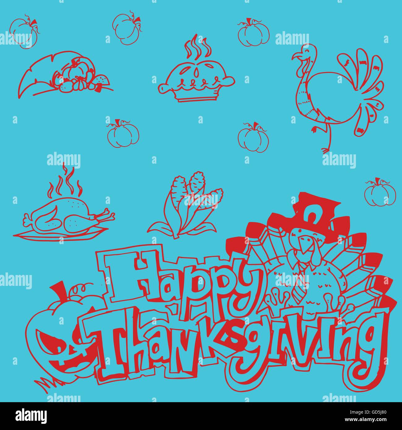 Doodle Thanksgiving vector art Stock Vector Image & Art - Alamy