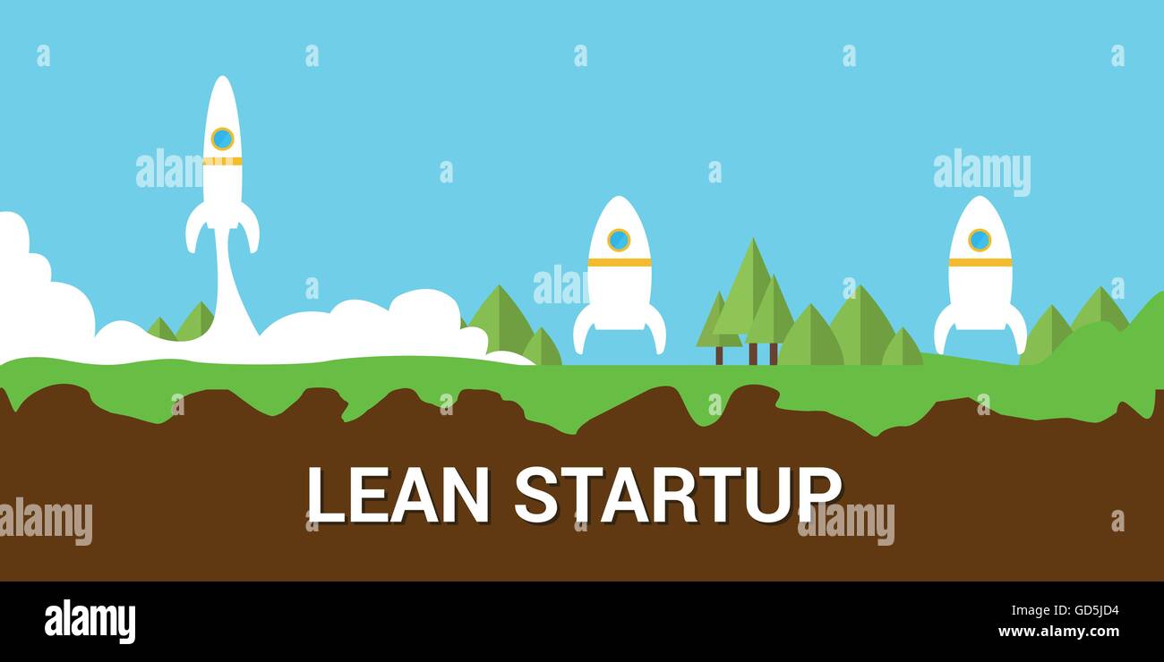 lean startup concept with lean and fat rocket illustration Stock Vector ...