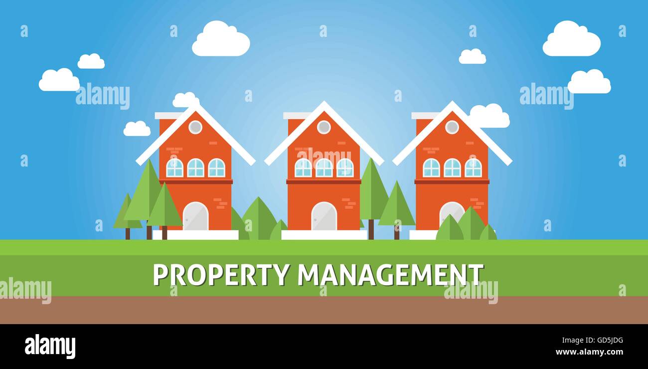 property management with real estate house cartoon Stock Vector Image ...