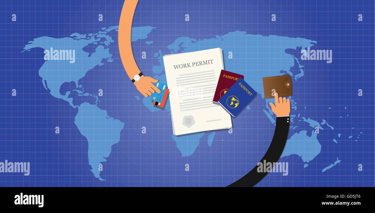 work permit application document passport id card vector Stock Vector ...