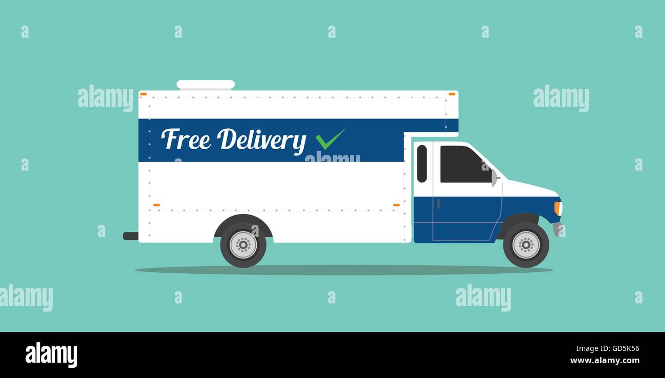 free delivery truck shipping transport ecommerce goods vector Stock ...