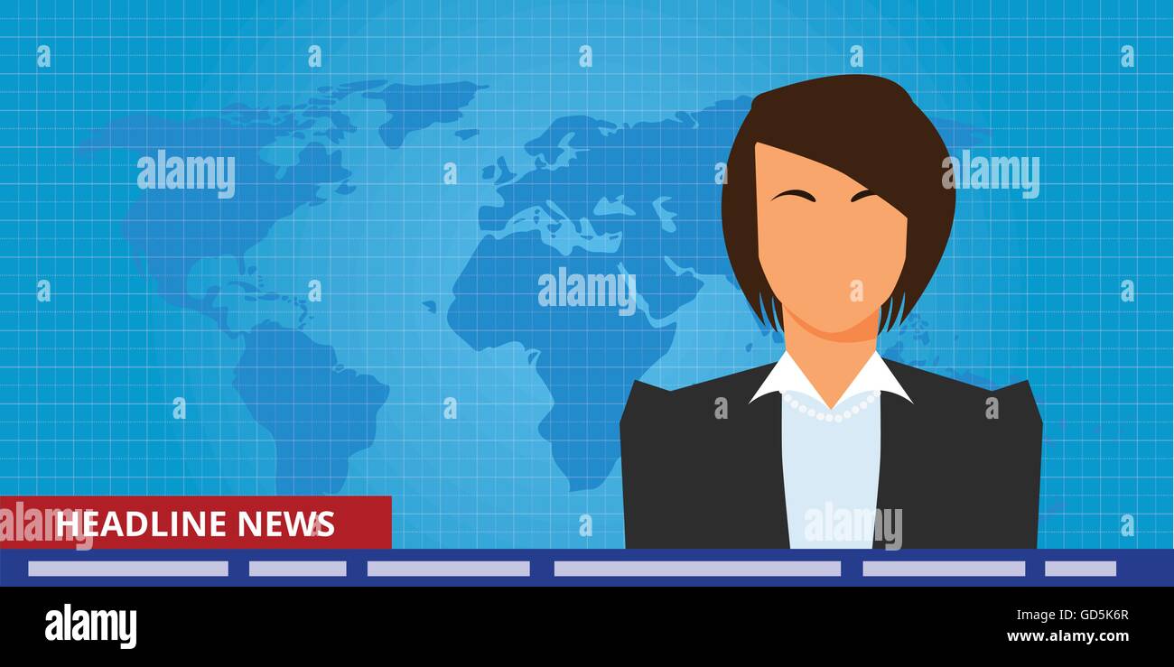 headline or breaking news woman tv reporter presenter vector Stock ...
