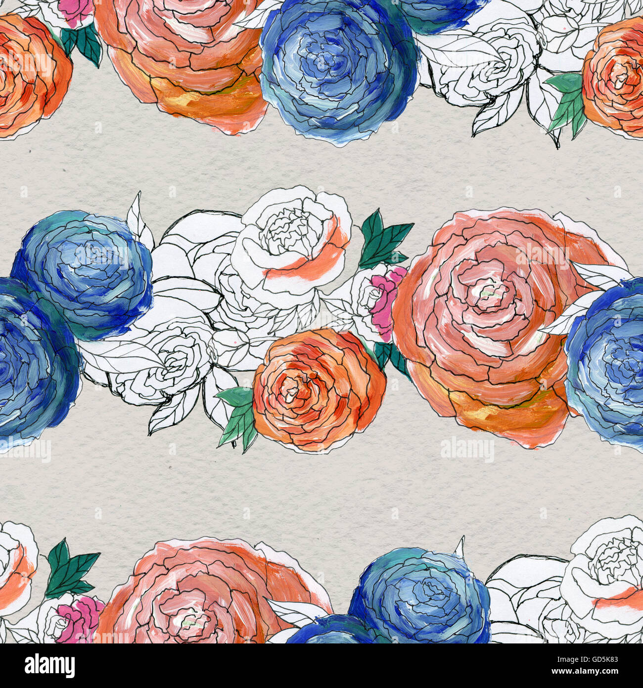 Seamless watercolor floral pattern Stock Photo - Alamy