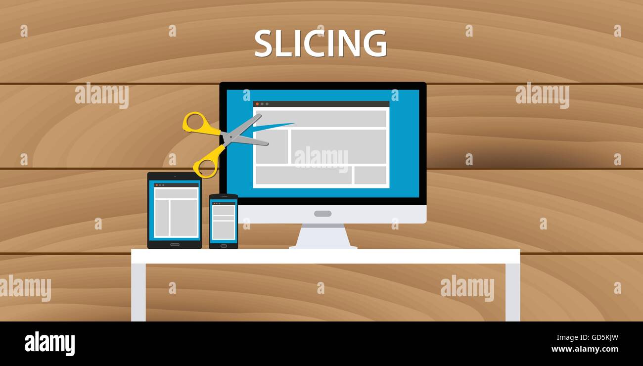 Web Website Slicing Process Development Application Html Design Vector Stock Vector Image And Art