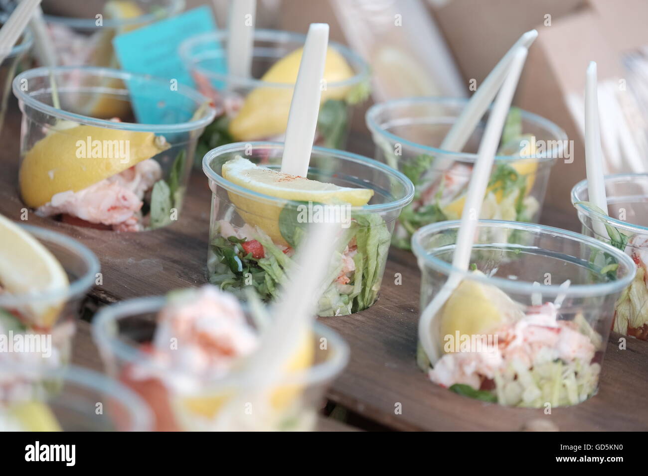 samples of seafood with spoons Stock Photo - Alamy