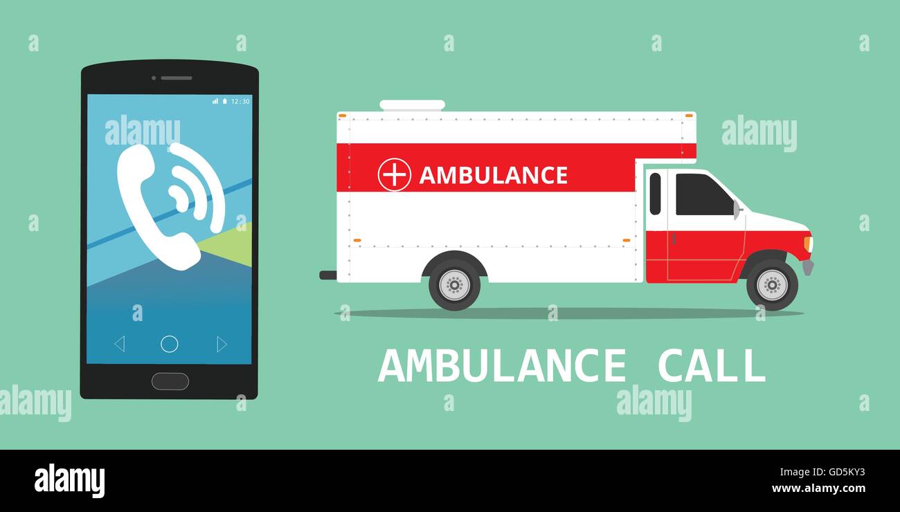 ambulance emergency call vehicle illustration vector concept Stock ...