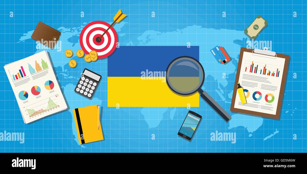 ukraine economy economic condition country with graph chart and finance ...