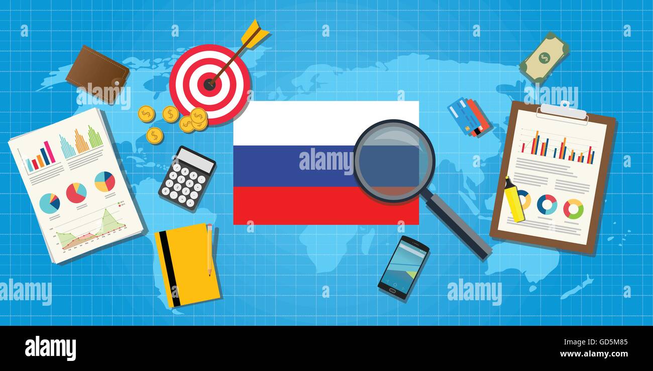 russia economy economic condition country with graph chart and finance ...