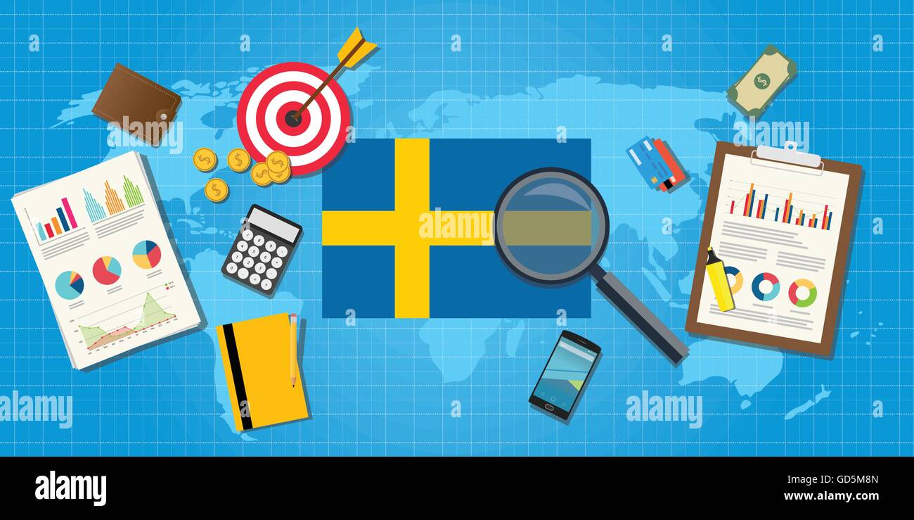 sweden swedish economy economic condition country with graph chart and ...