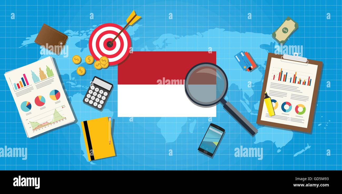 indonesia economy economic condition country with graph chart and ...