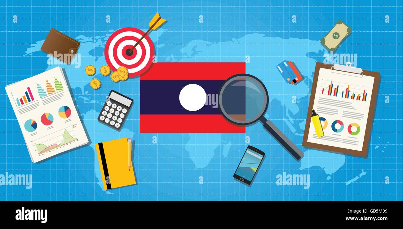 laos economy economic condition country with graph chart and finance ...