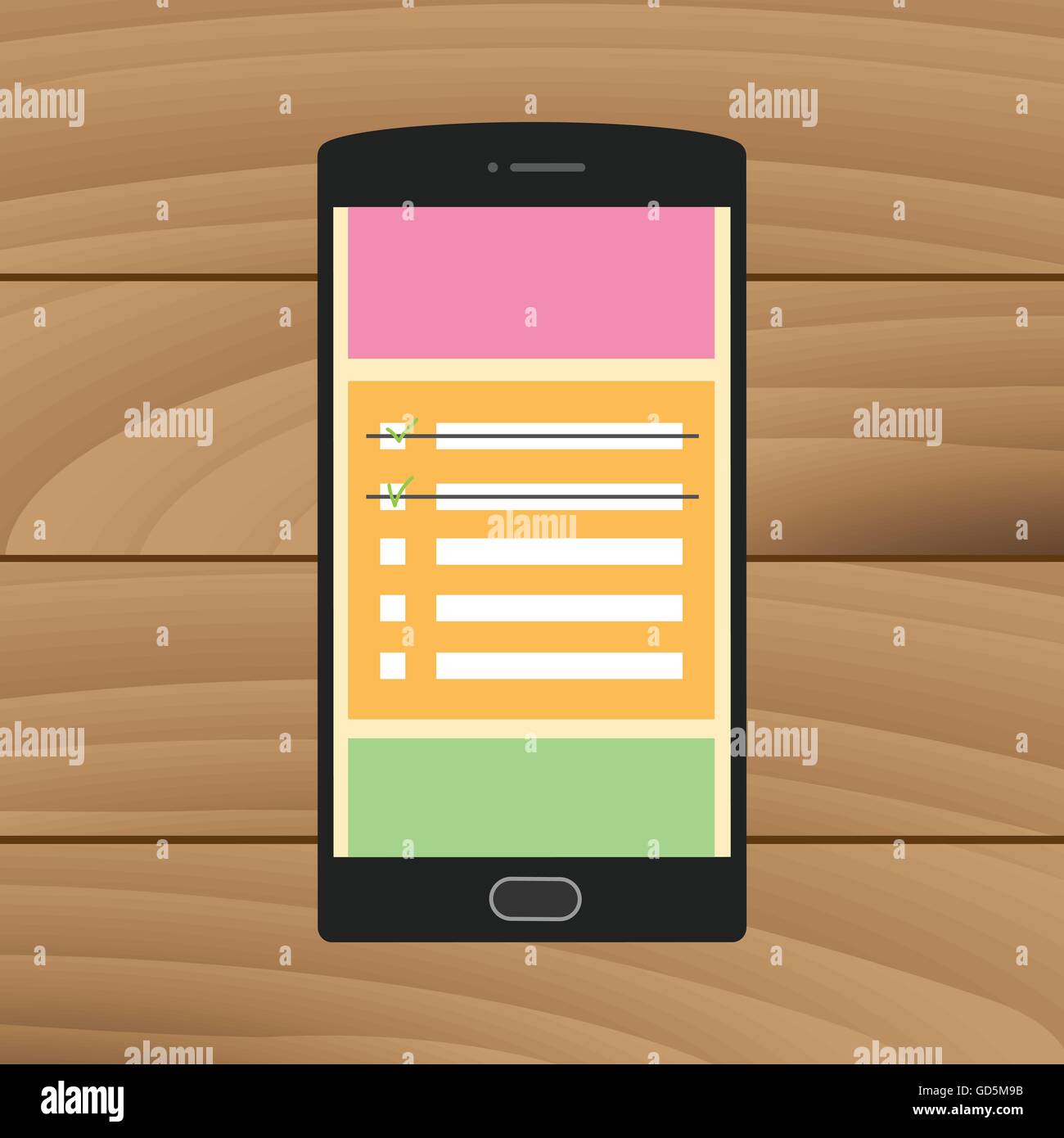 reminder checklist to do on the smartphone sticky notes vector graphic ...