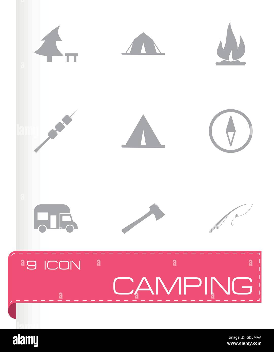 Vector black camping icon set Stock Vector Image & Art - Alamy