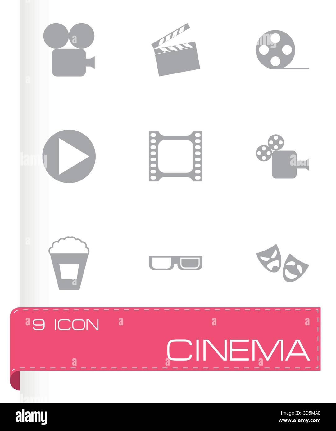 Vector black cinema icon set Stock Vector Image & Art - Alamy