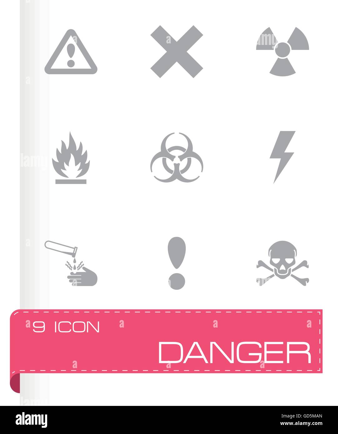 Vector black danger icon set Stock Vector Image & Art - Alamy