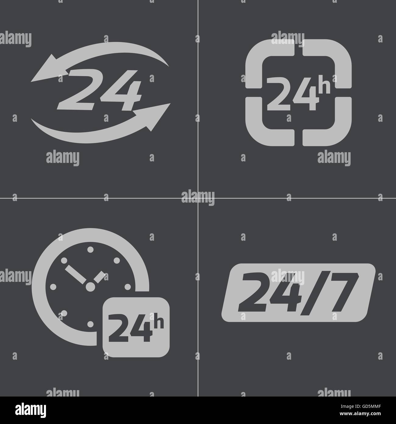 Vector black 24 hours icons set Stock Vector Image & Art - Alamy