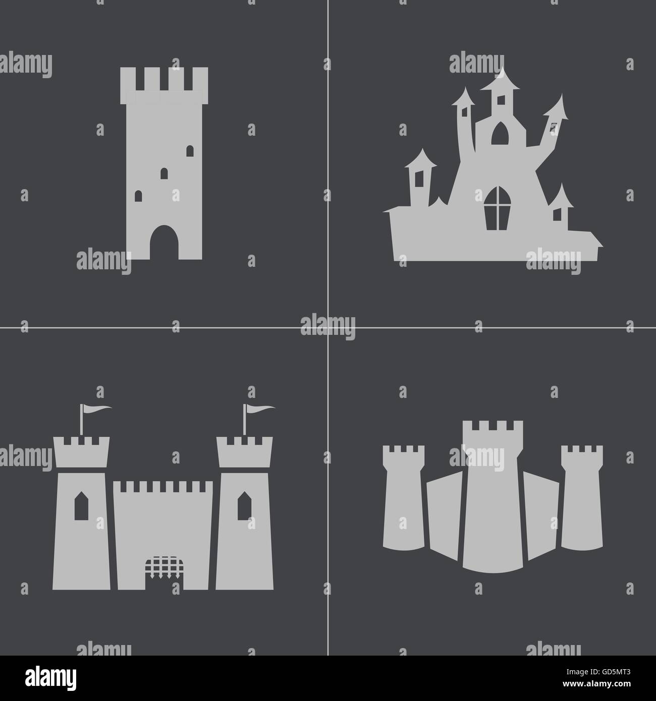 Vector black castle icons set Stock Vector Image & Art - Alamy