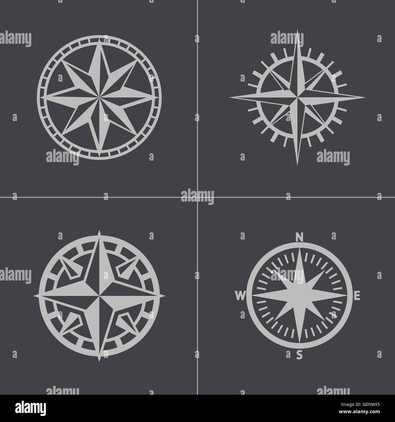 Vector black compass icons set Stock Vector Image & Art - Alamy