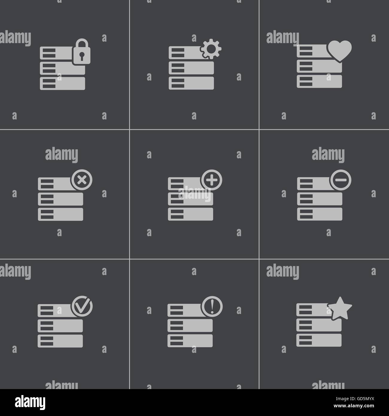 Vector Black Database Icons Set Stock Vector Image And Art Alamy