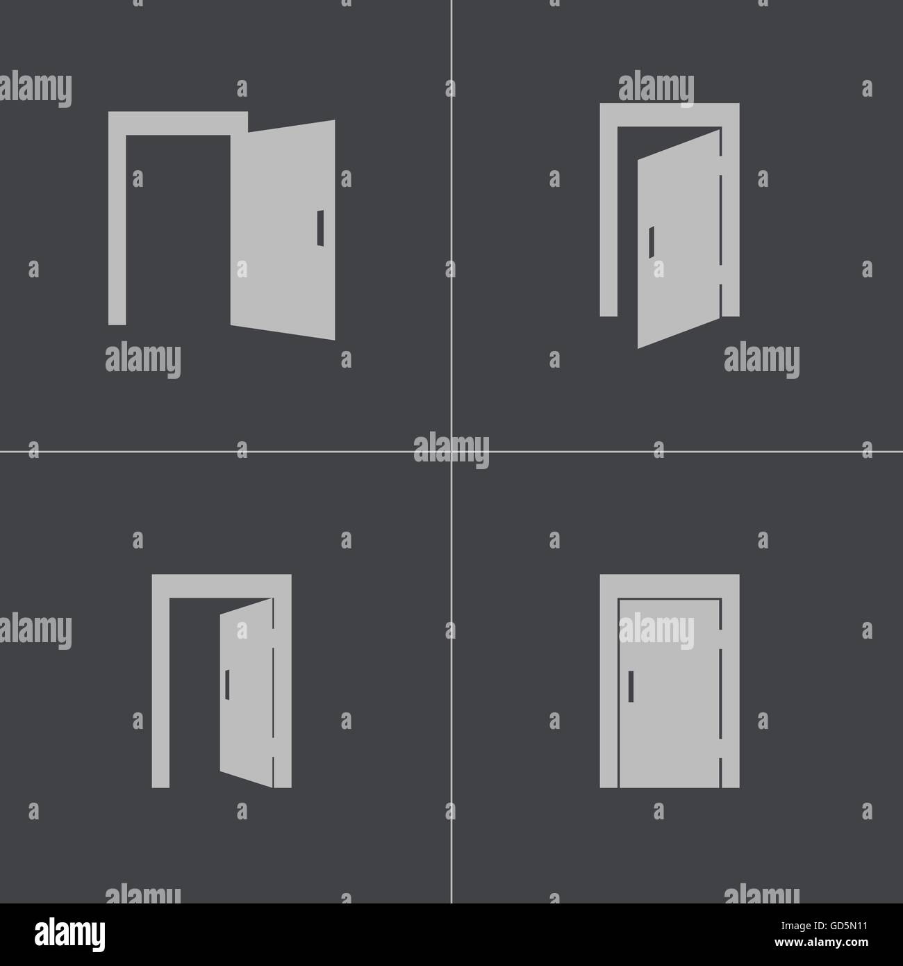 Vector black door icons set Stock Vector Image & Art - Alamy