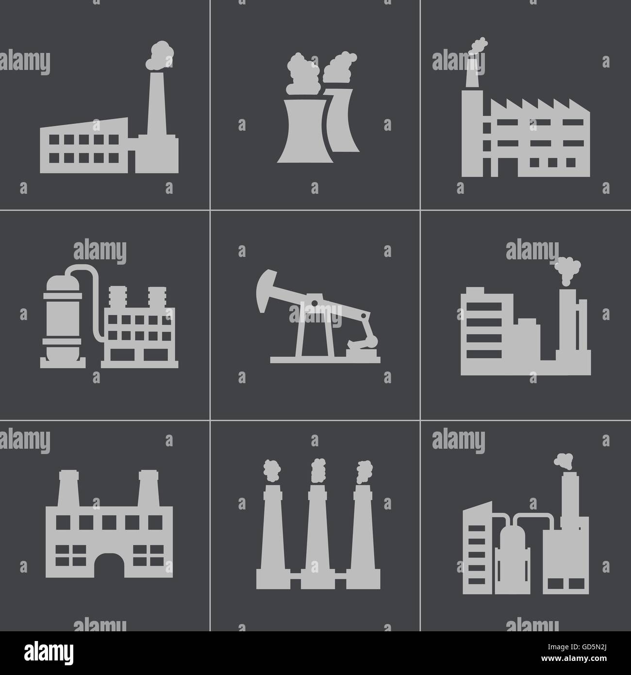 Vector black factory icons set Stock Vector Image & Art - Alamy