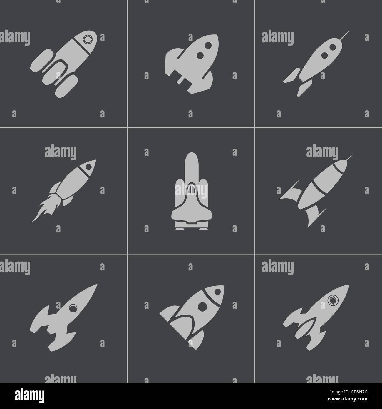 Vector black rocket icons set Stock Vector Image & Art - Alamy