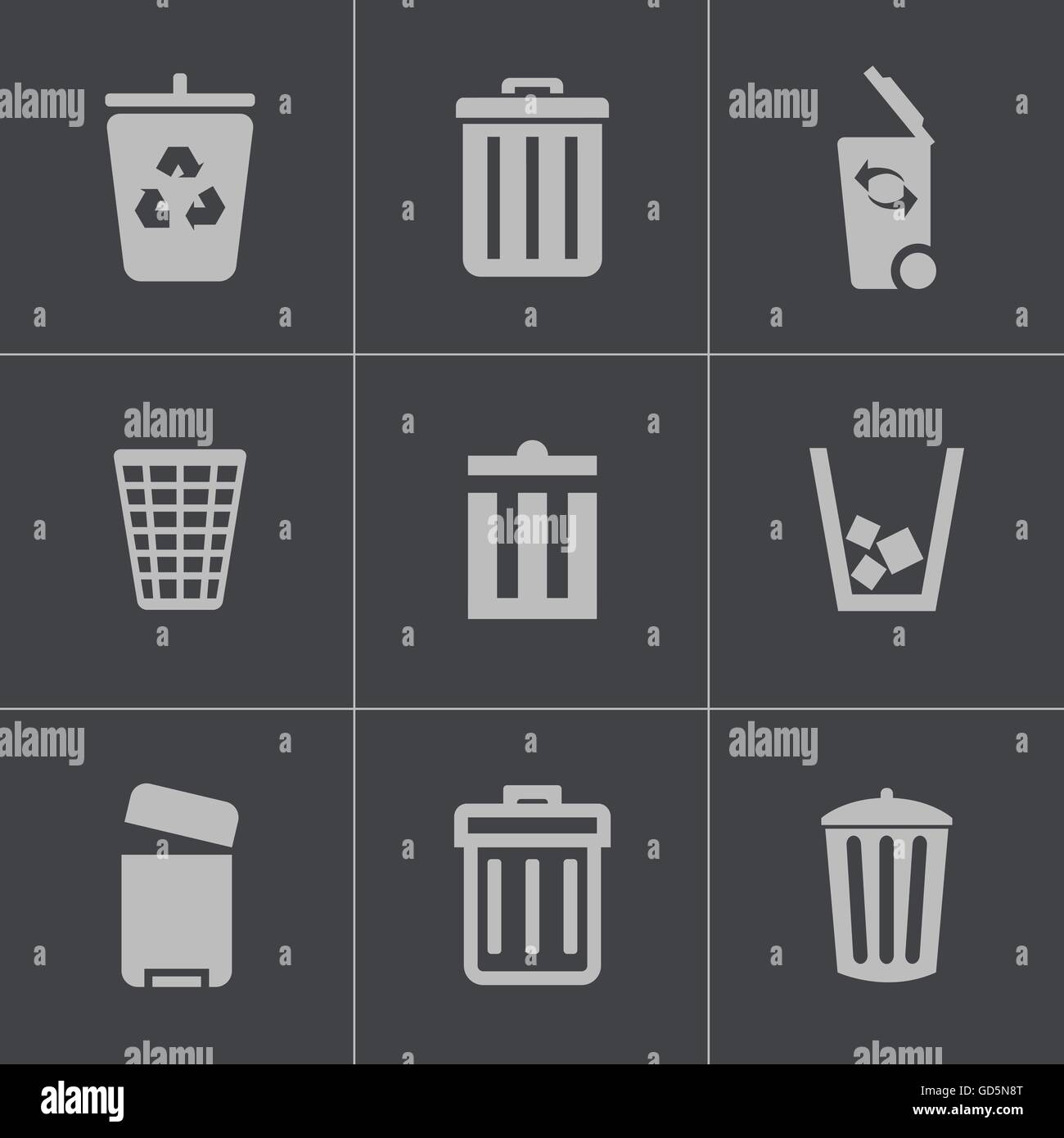 Vector black trash can icons set Stock Vector Image & Art - Alamy