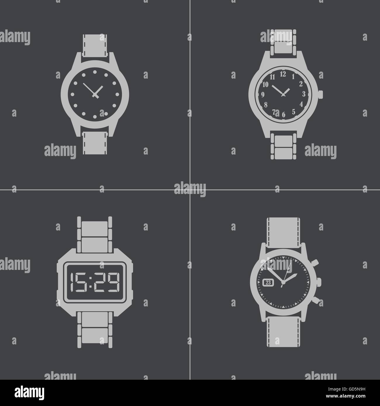 Vector black wristwatch icons set Stock Vector Image & Art - Alamy