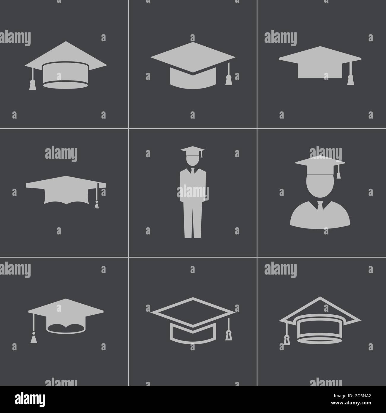 Vector black academic cap icons set Stock Vector Image & Art - Alamy