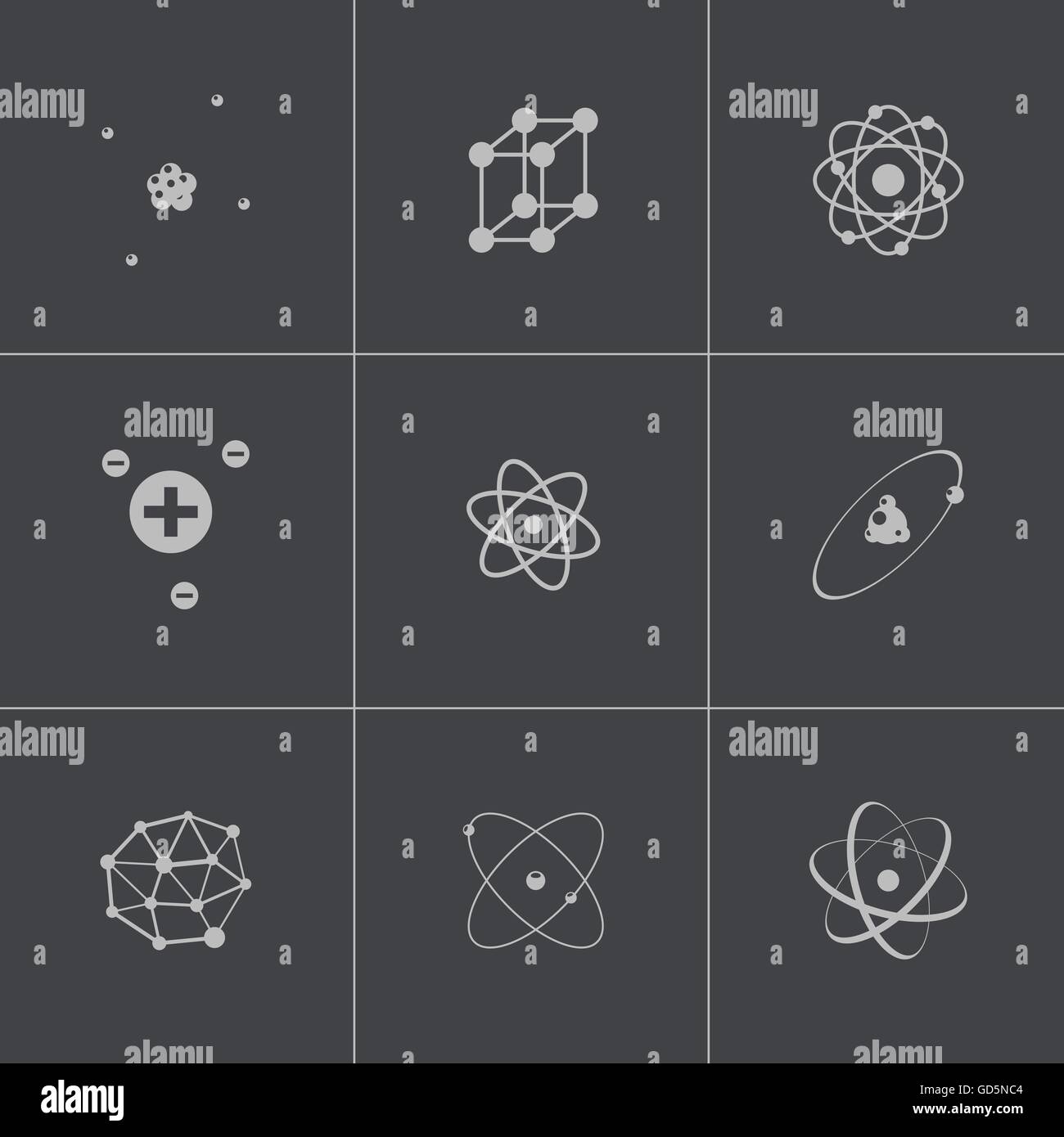 Vector black atom icons set Stock Vector Image & Art - Alamy