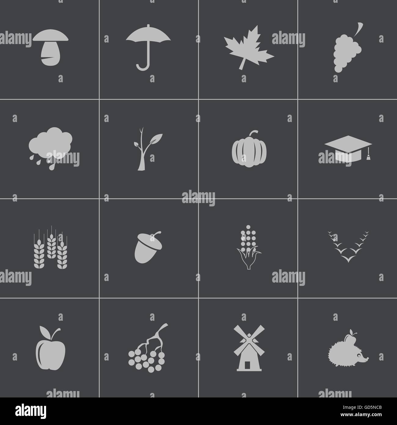 Vector black autumn icons set Stock Vector Image & Art - Alamy