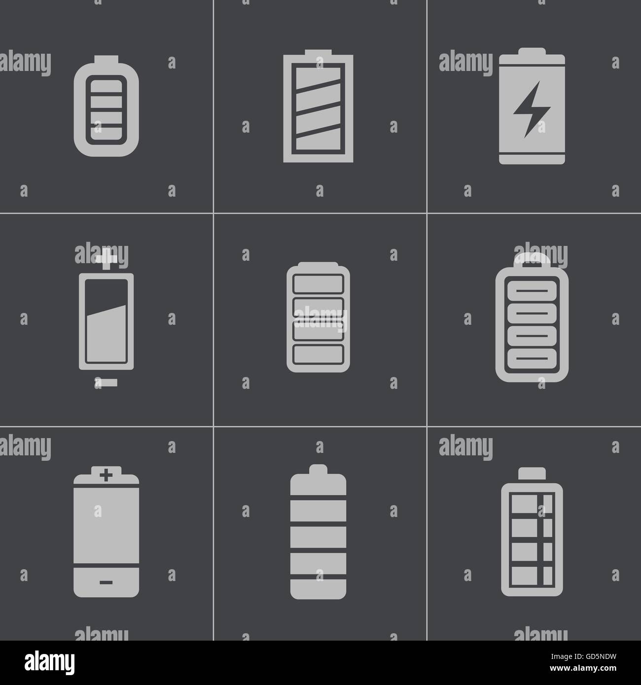Vector black battery icons set Stock Vector Image & Art - Alamy