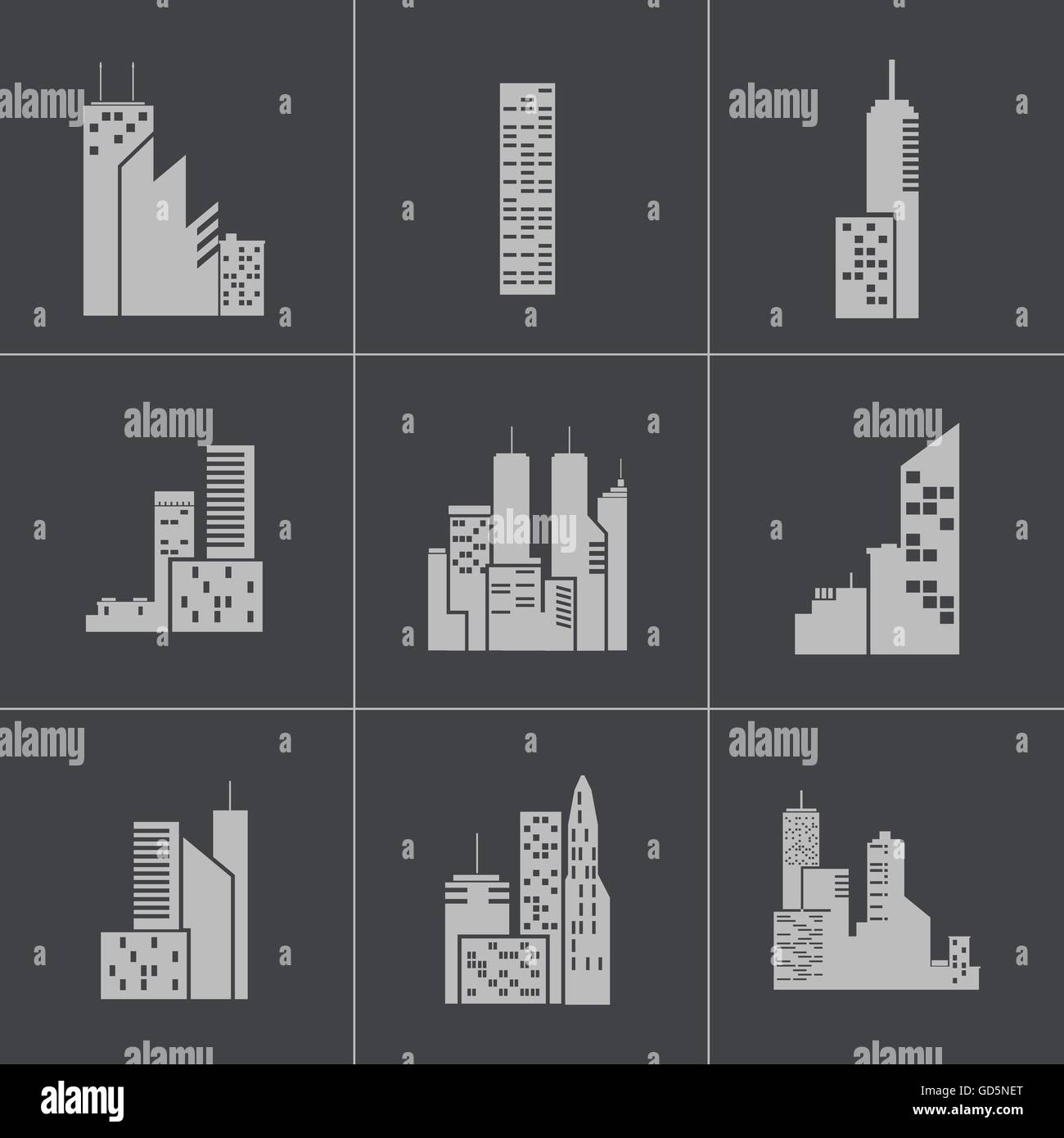 Vector black building icons set Stock Vector Image & Art - Alamy